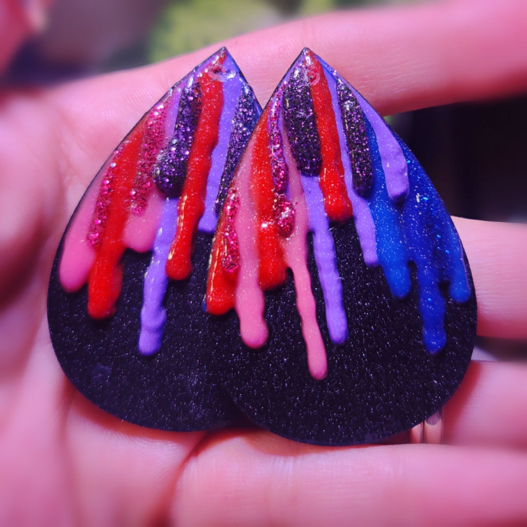 Bi Pride Paint Drip Earrings - Etsy