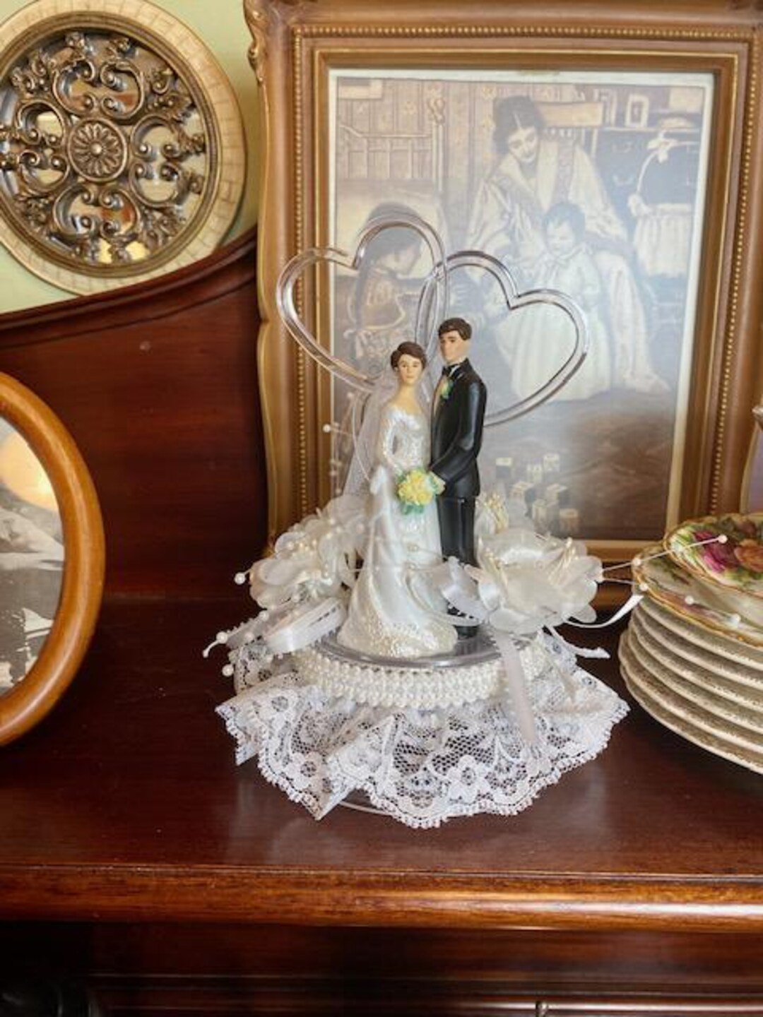 Vintage Wedding Cake Topper 1980's- 1990's -vintage Bride and Groom ...