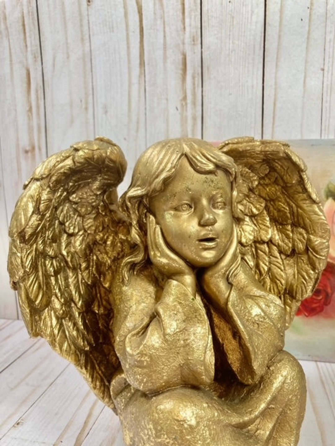 Large Vintage Gilted Cherub Angel - Etsy