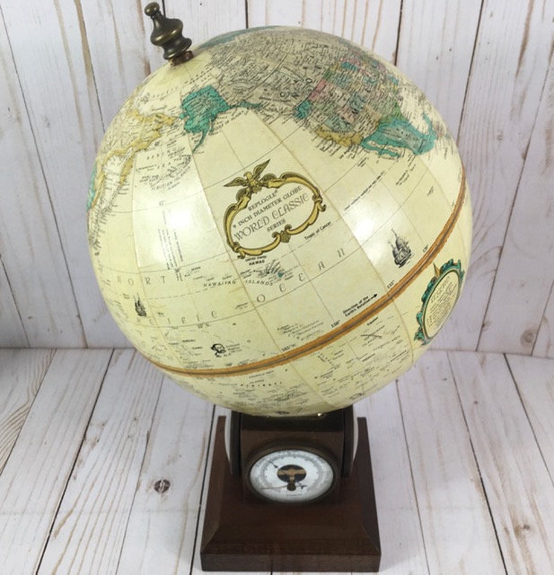 Vintage Replogle 9.5''diameter World Classic Series Globe W/ Barometer ...