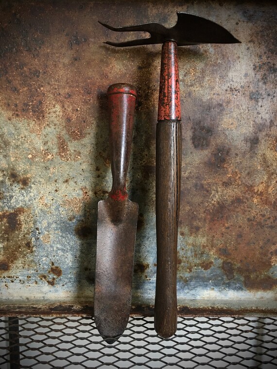 Vintage Garden Equipment Collection Of Five Vintage Garden Tools, Peat