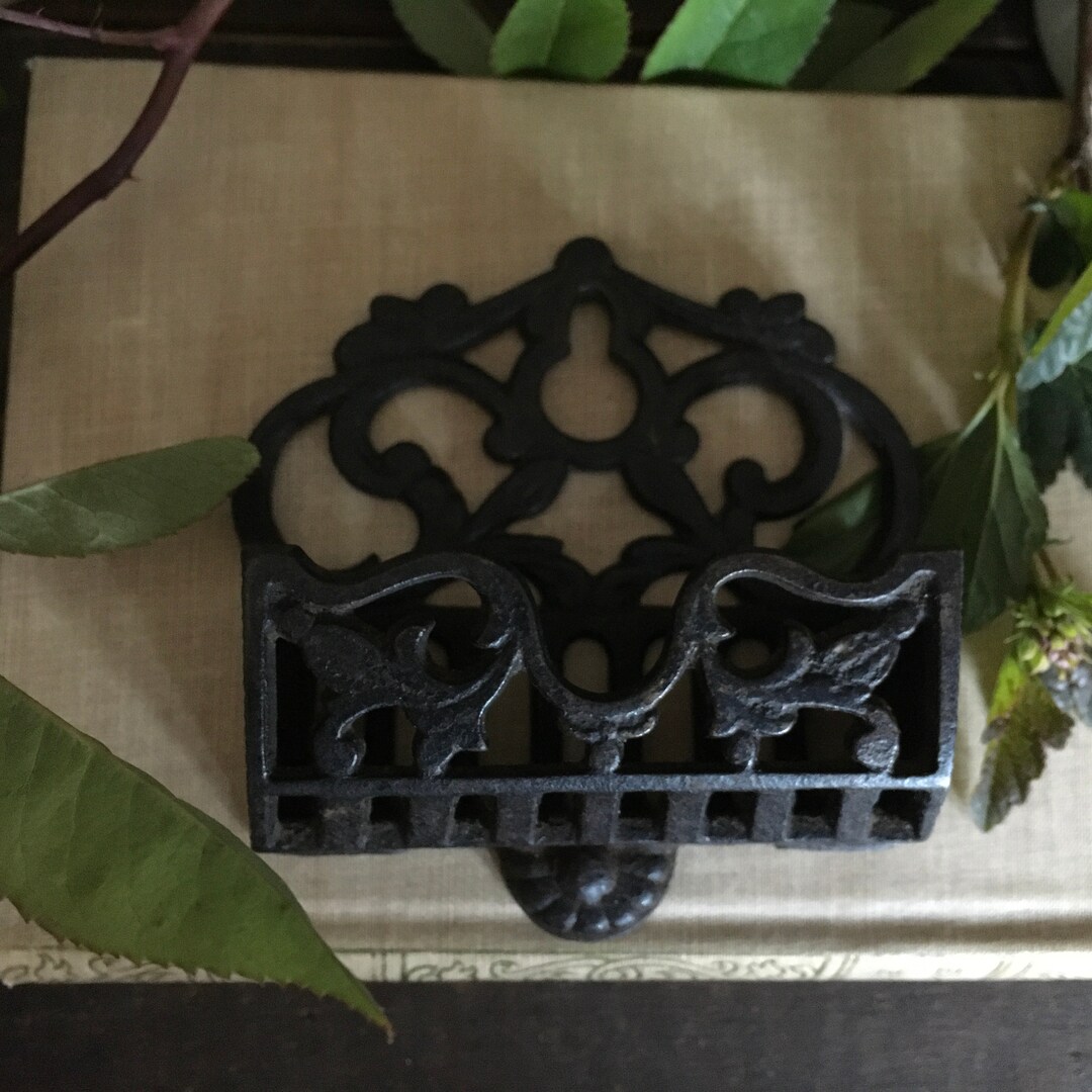 Antique Cast Iron Match Box Holder, 1800’s, Delicate Scrolls, Fine ...