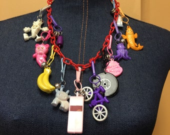Plastic charm necklace | Etsy