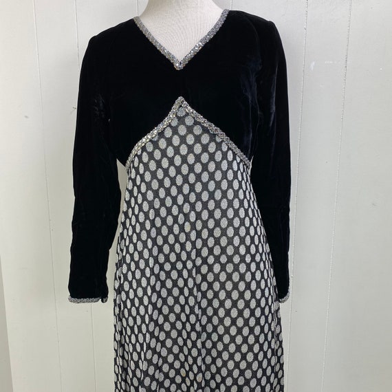 Vintage 70s Bernie Bee Black Velvet and Silver Metall… - Gem