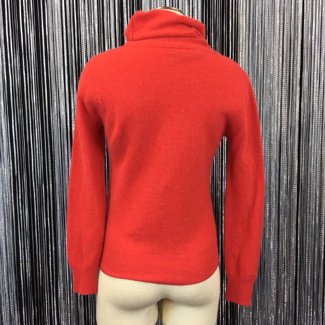 Red Angora Lambswool Blend Turtleneck Sweater, Vintage, Medium, Free ...