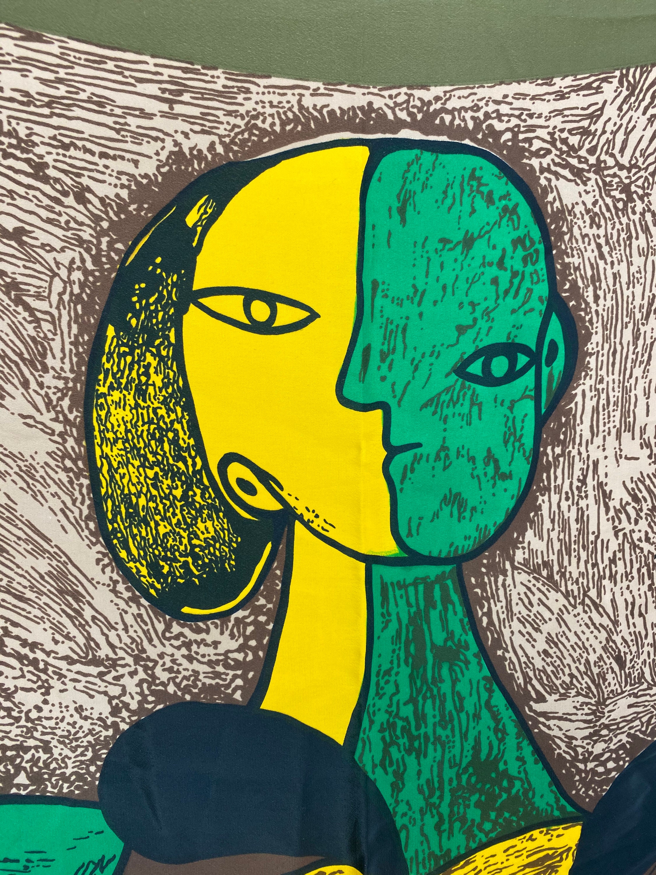 Vintage Pablo Picasso Abstract Woman Scarf Shades of Green & | Etsy