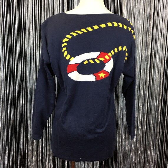 Vintage Talbots Petites Navy Blue Nautical Sweater - Gem