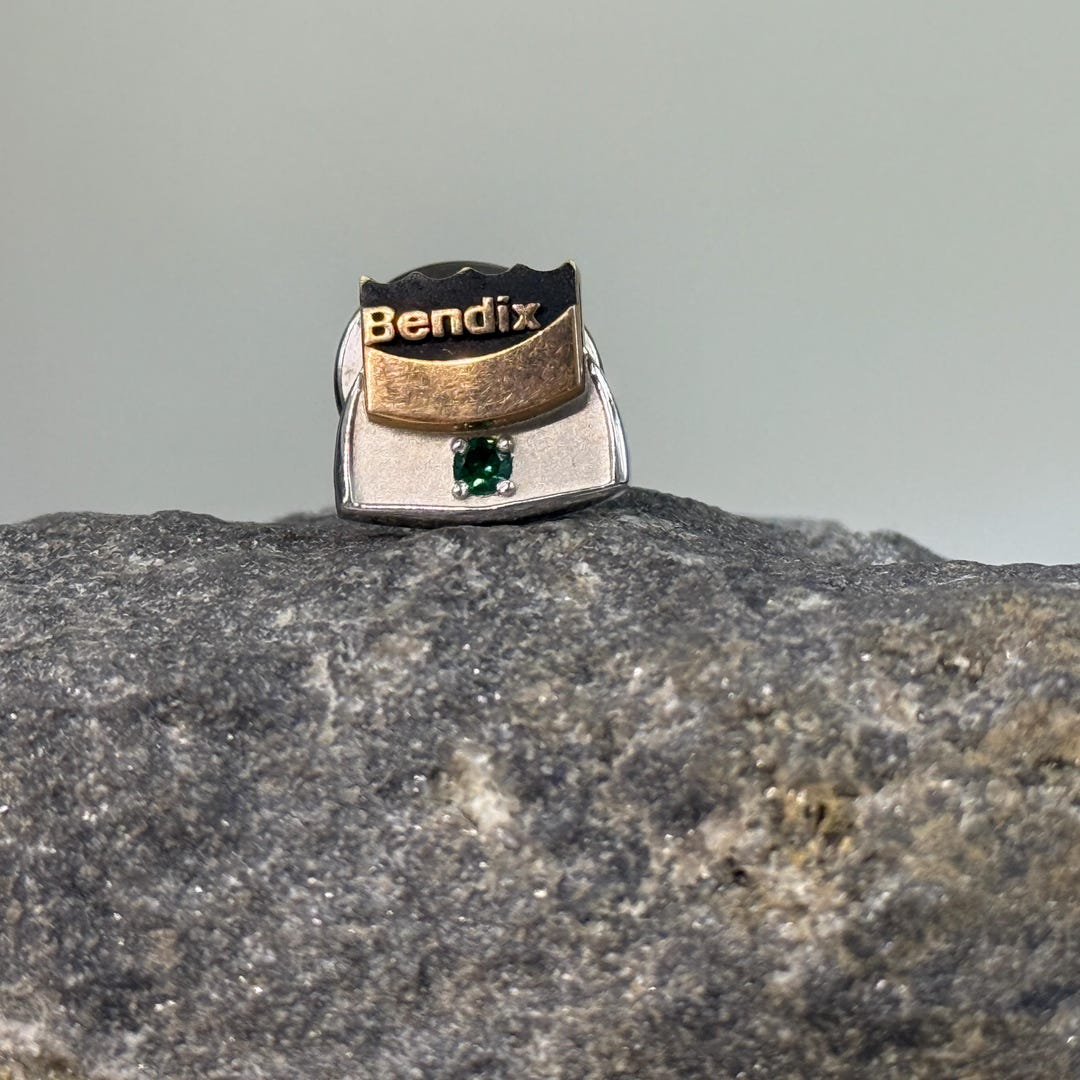 Vintage CTO 10K Gold Bendix Pin W/ Emerald Stone Lapel Tie Tack .5" X ...