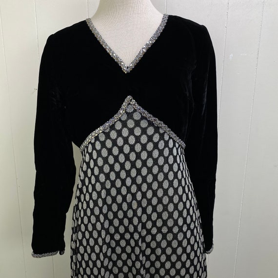 Vintage 70s Bernie Bee Black Velvet and Silver Metall… - Gem