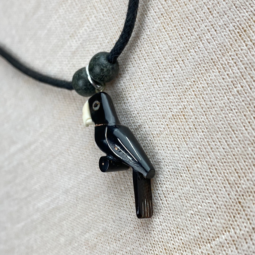 Carved Wood Black Parrot Cord Necklace 27 - Etsy
