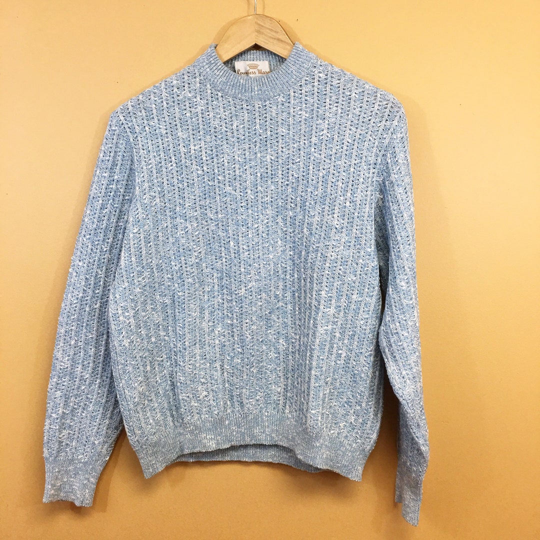 Vintage 70’s Countess Mara Wool Blend Blue & White Sweater Medium - Etsy