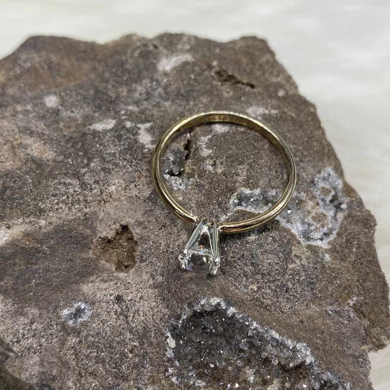 Vintage ESPO 14KT GE Gold Electroplate CZ Solitaire Ring Size 8 - Etsy