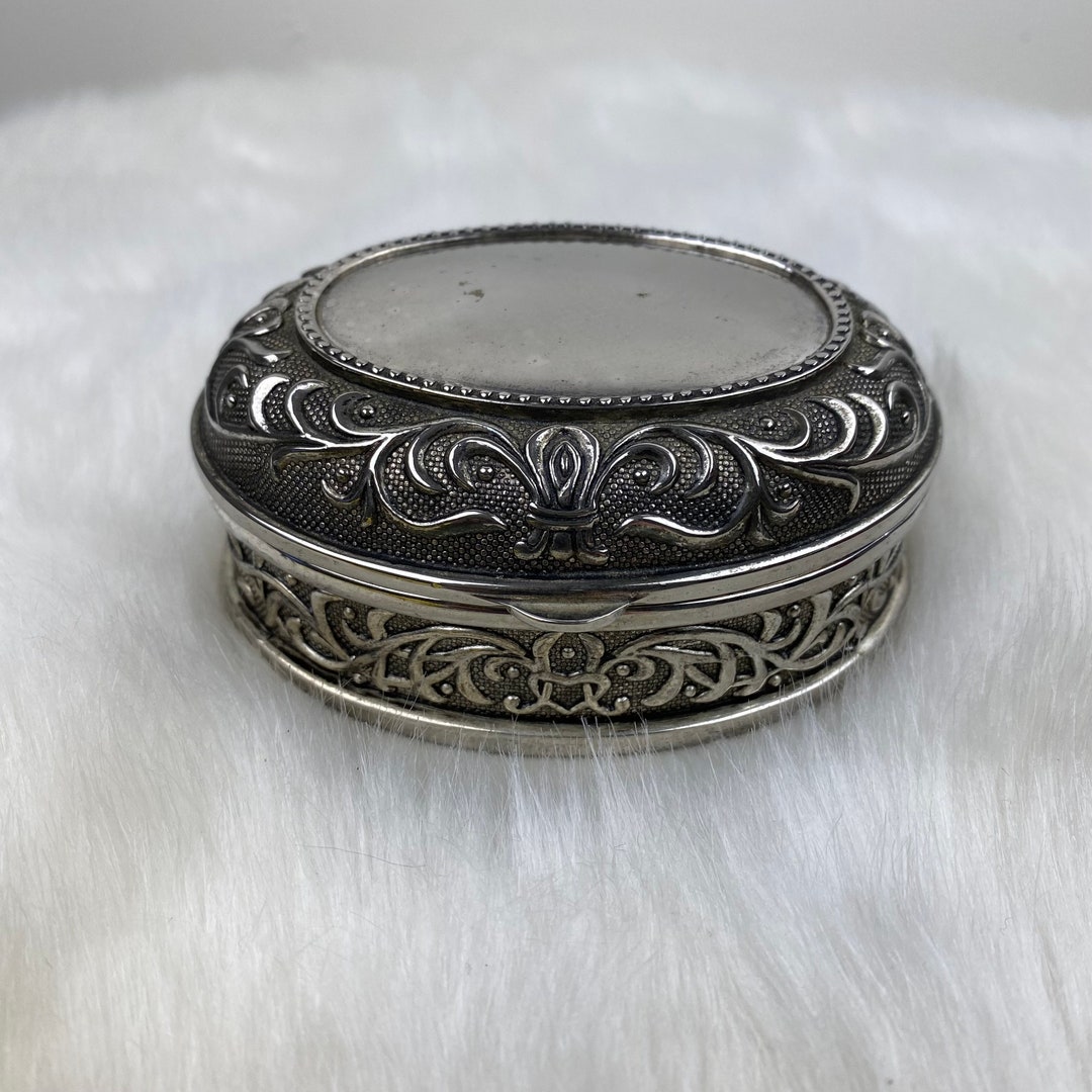 Vintage 80s Silver Plated Red Velvet Lined Trinket Box - Etsy