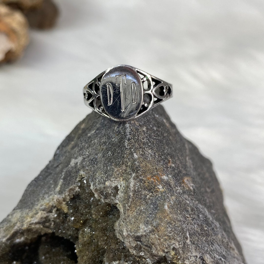 Vintage Monogram Engraved Ring DTD Sterling Silver 925 Lind 8.25 - Etsy