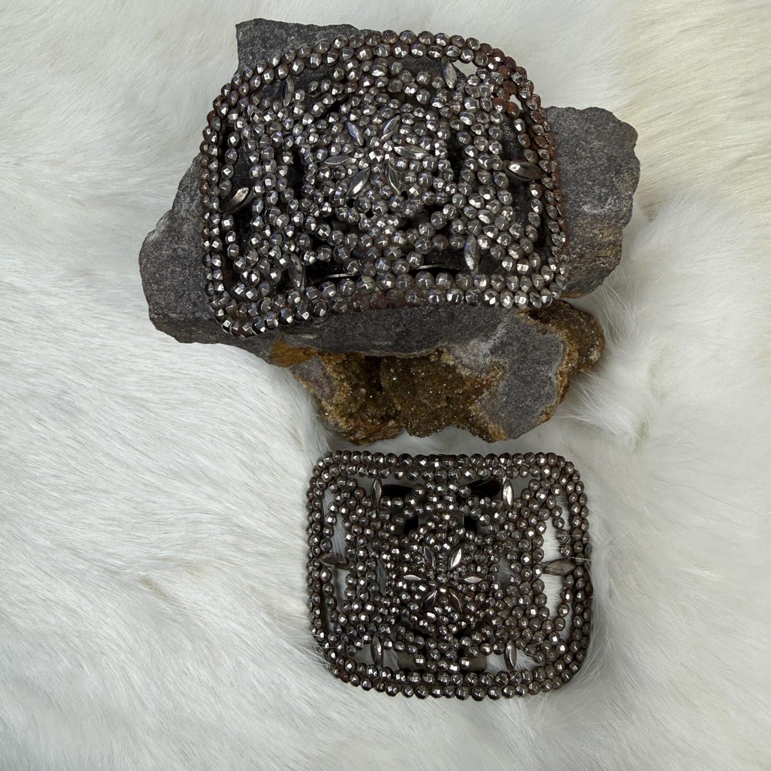Vintage Art Deco Pair Cut Steel Shoe Buckles Clips Evergrip FBN Co 2" X ...