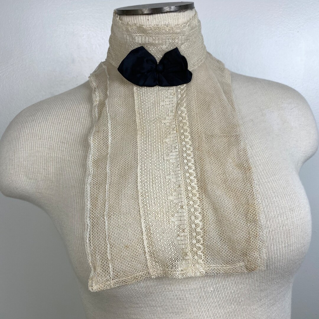 Vintage Antique Lace Dickie Collar W/ Black Bow 20s 30s Victorian - Etsy