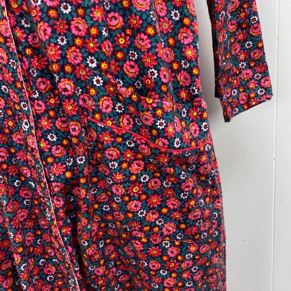 Vintage Katz Snap Coat Floral Print House Coat Medium… - Gem