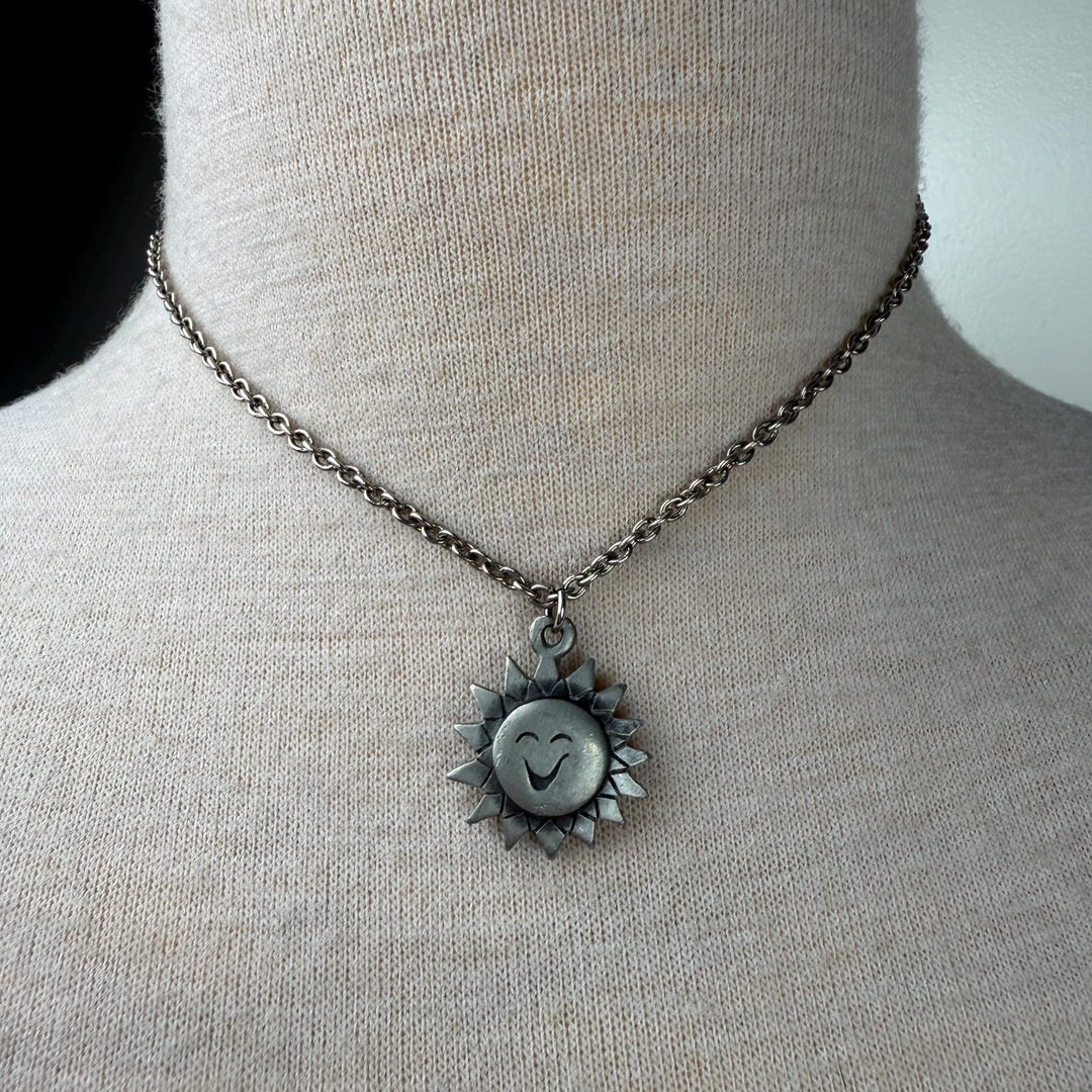 Vintage Pewter Sun Pendant Chain Necklace Norway Pewter 666EH 16" - Etsy