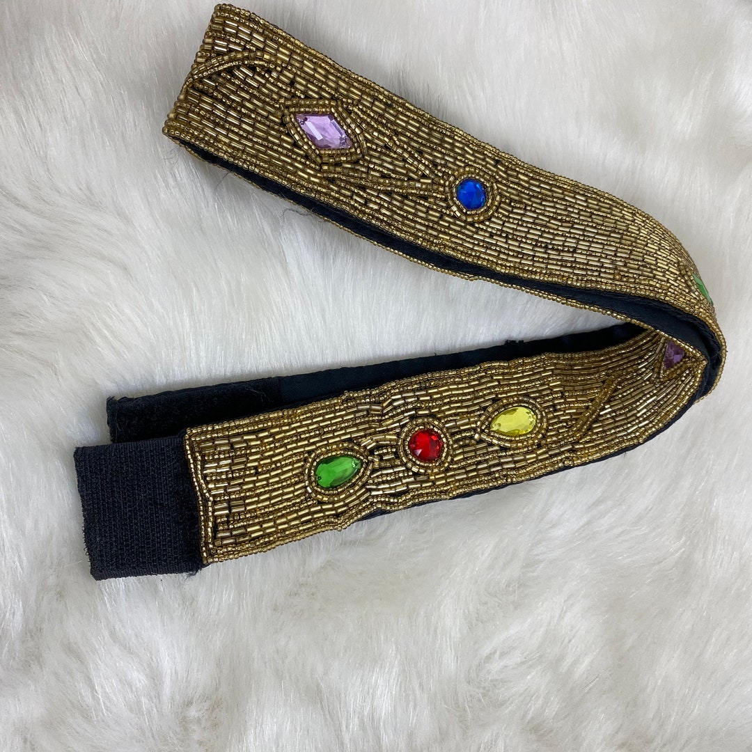 Vintage Michelle Stuart M/L Gold Bead Embroidery Belt - Etsy