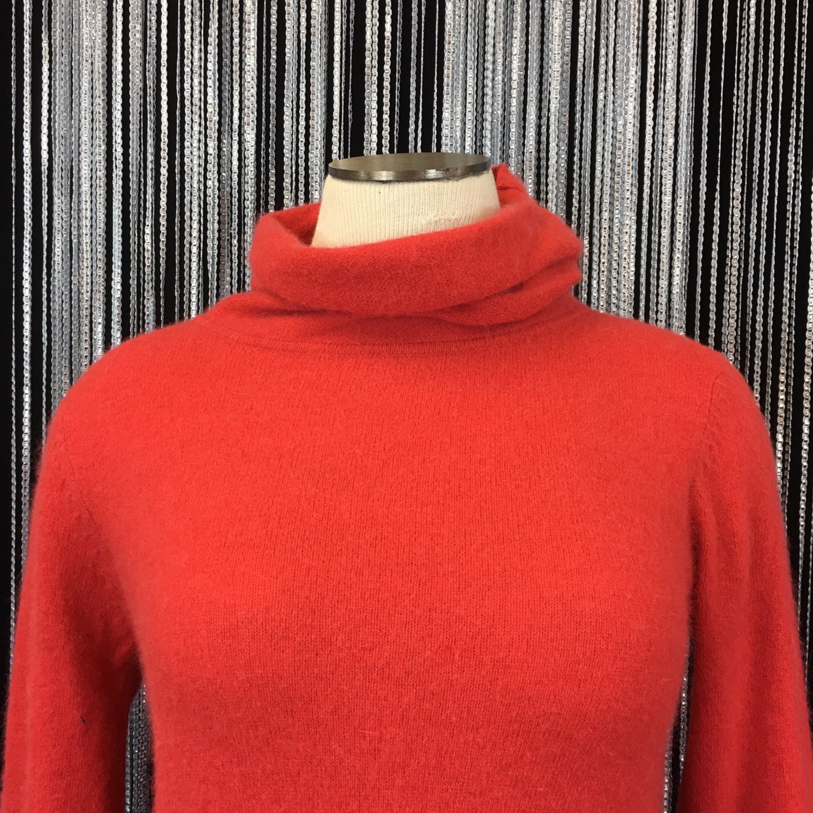 Red Angora Lambswool Blend Turtleneck Sweater, Vintage, Medium, Free ...