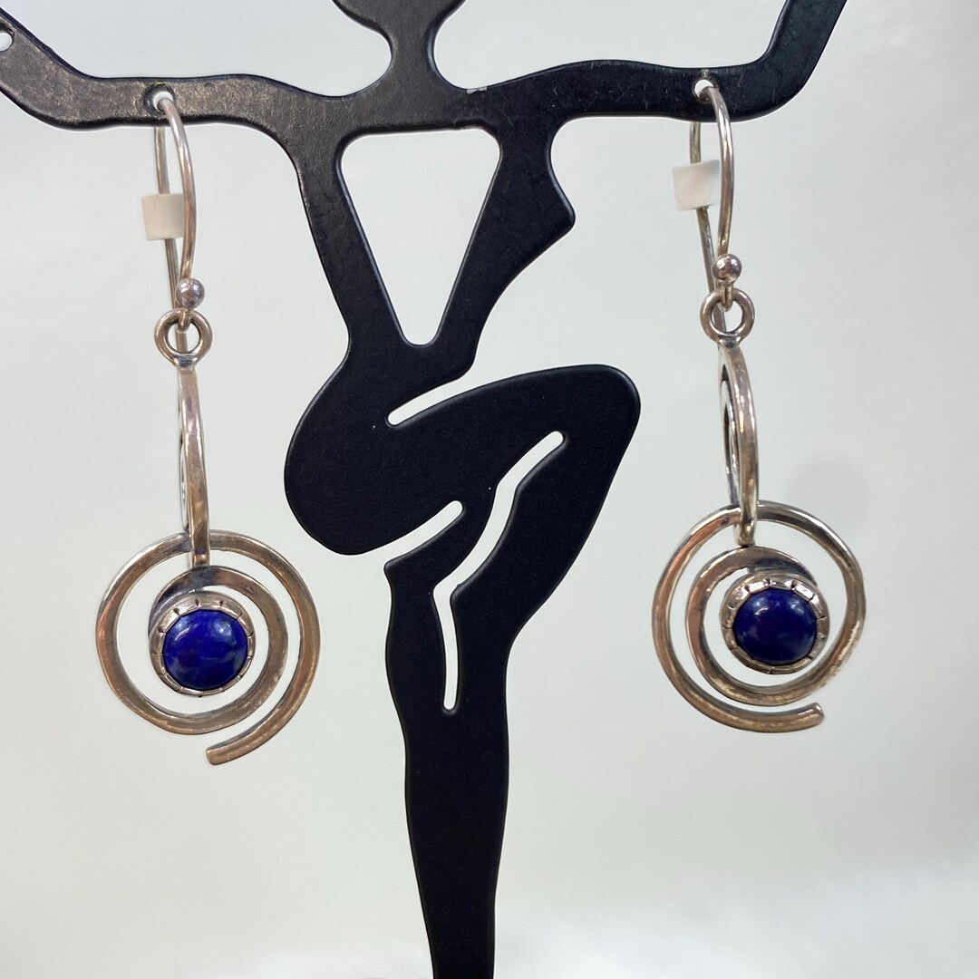 Vintage Sterling Silver and Lapis Swirl Earrings Roderick and Marilyn ...