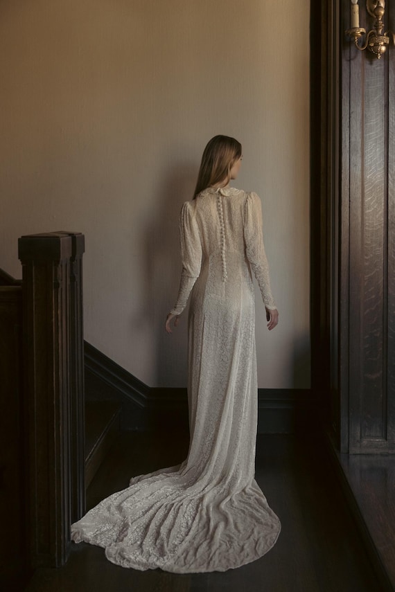 Rare antique 1930s wedding gown Devore burnout silk … - Gem