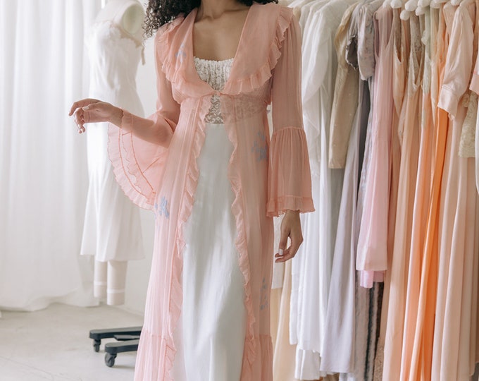 Rare 1930s Antique Silk Chiffon Peignoir Robe France - Etsy