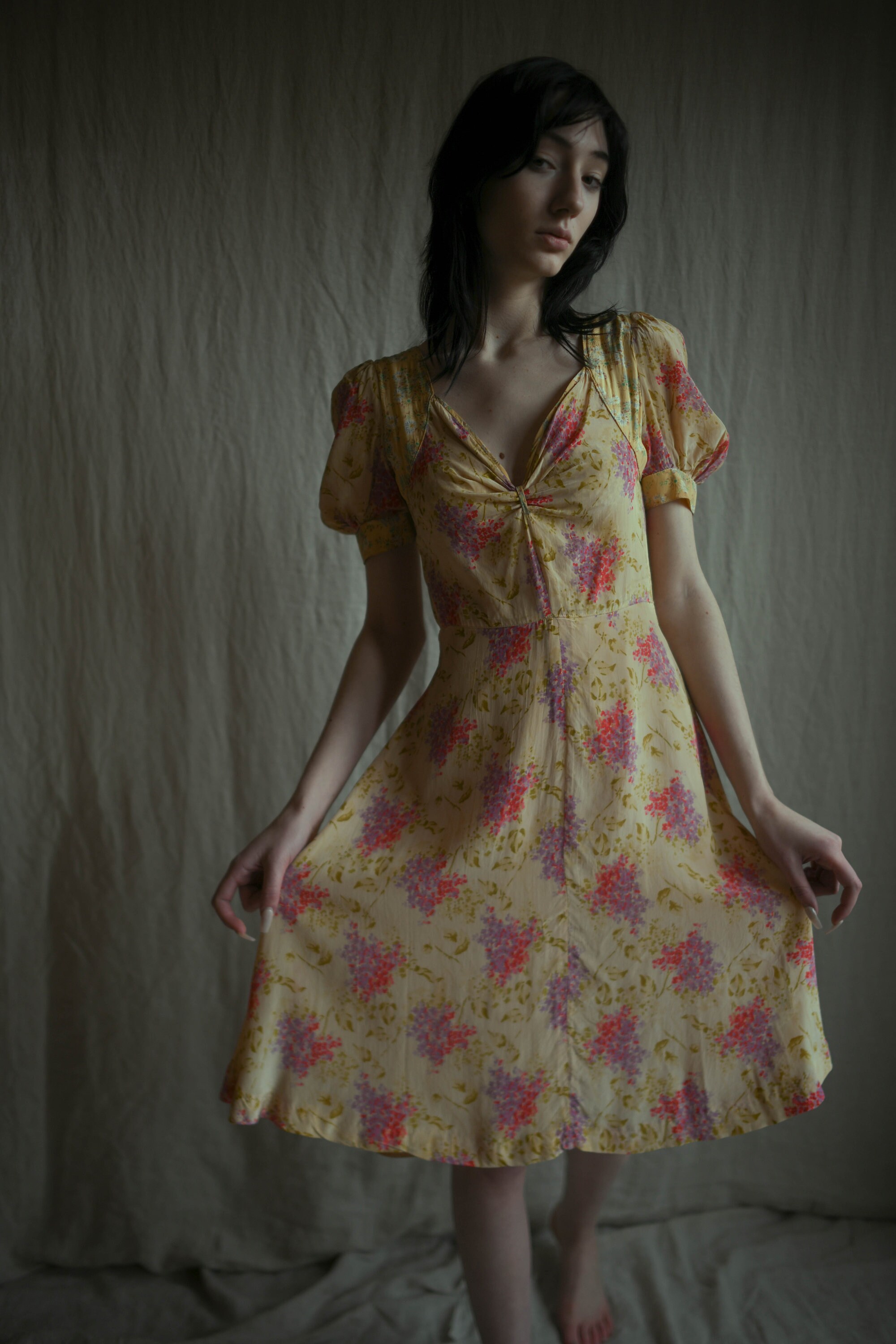 RARE C. 1970s English Designer Jeff Banks Floral Patchwork Rayon Day ...