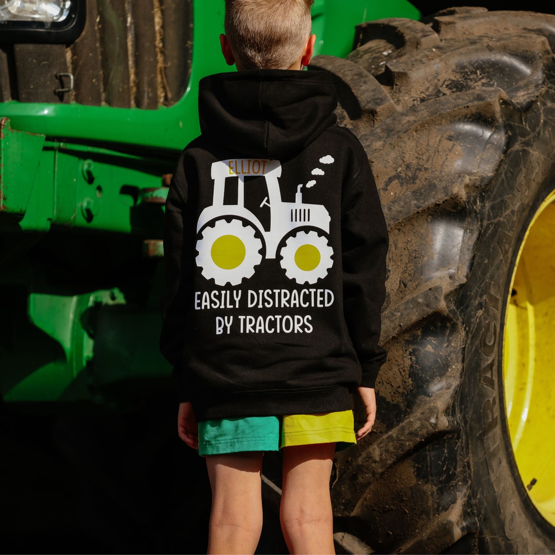 Personalised Kids Tractor 'easily Distracted by Tractors' Hoodie Jumper ...