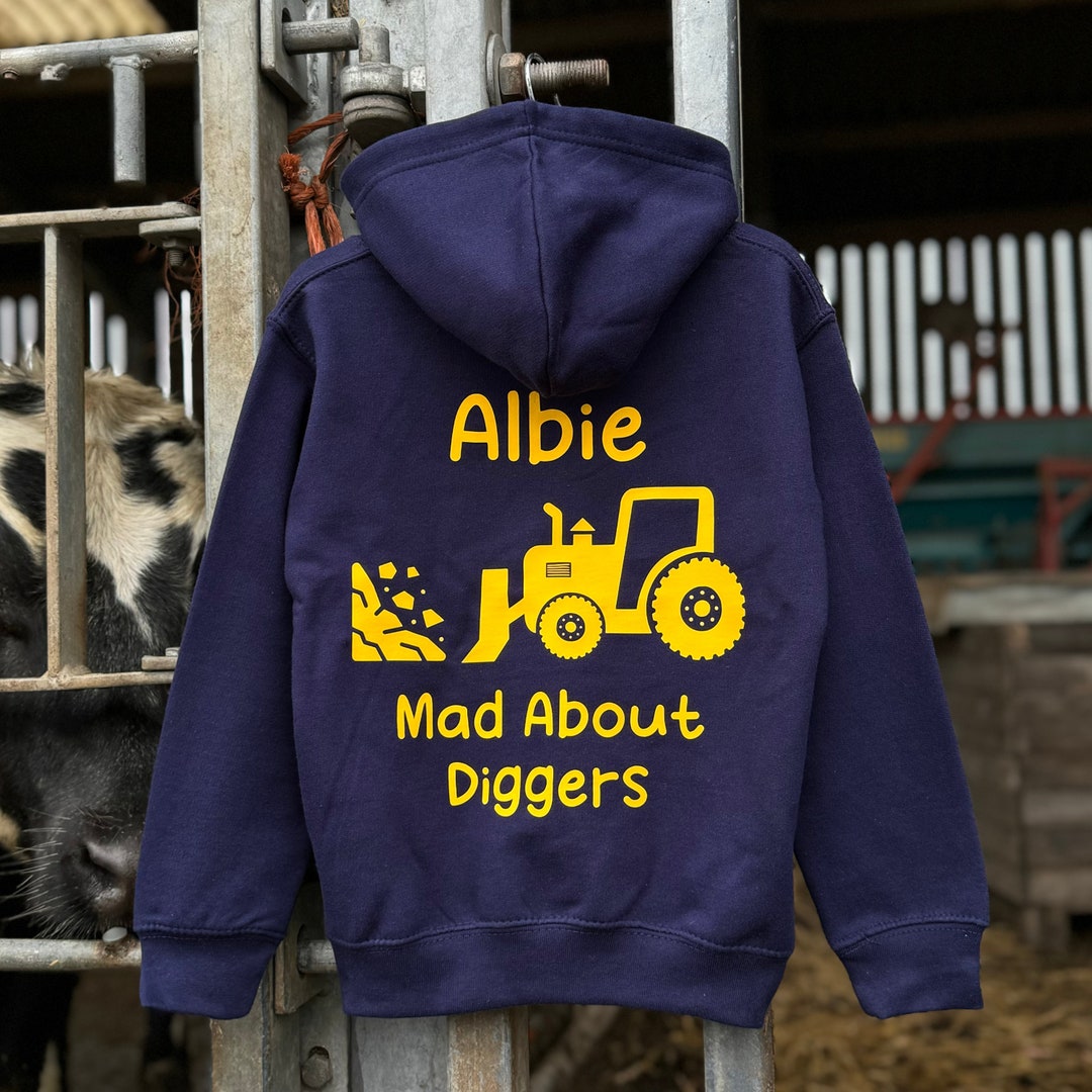 Personalised Kids Boys Digger Hoodie 'mad About Diggers' - Etsy UK