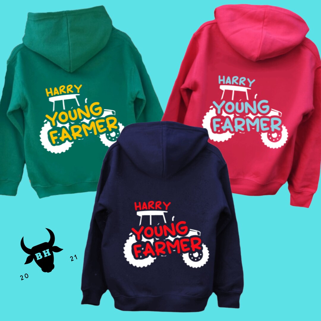 Personalised Kids Tractor 'young Farmer' Hoodie Jumper - Etsy