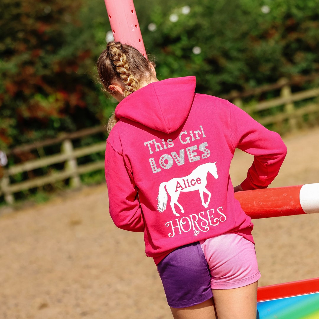 Personalized Horse Hoodie: 'this Girl Loves Horses' Cotton-blend Jumper ...