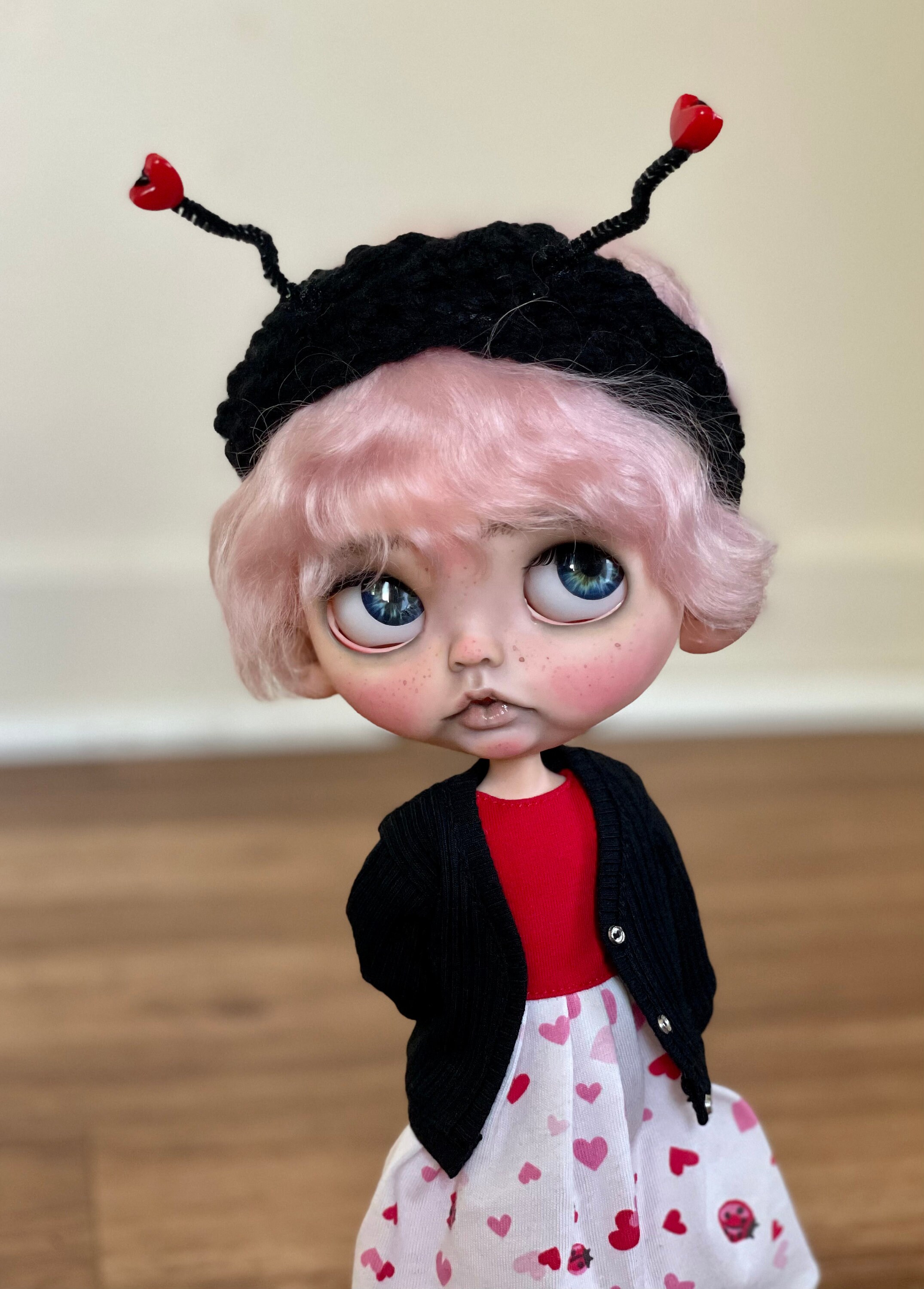 Custom Blythe Ladybug Outfit, Blythe Love Bug Dress, Blythe Black ...