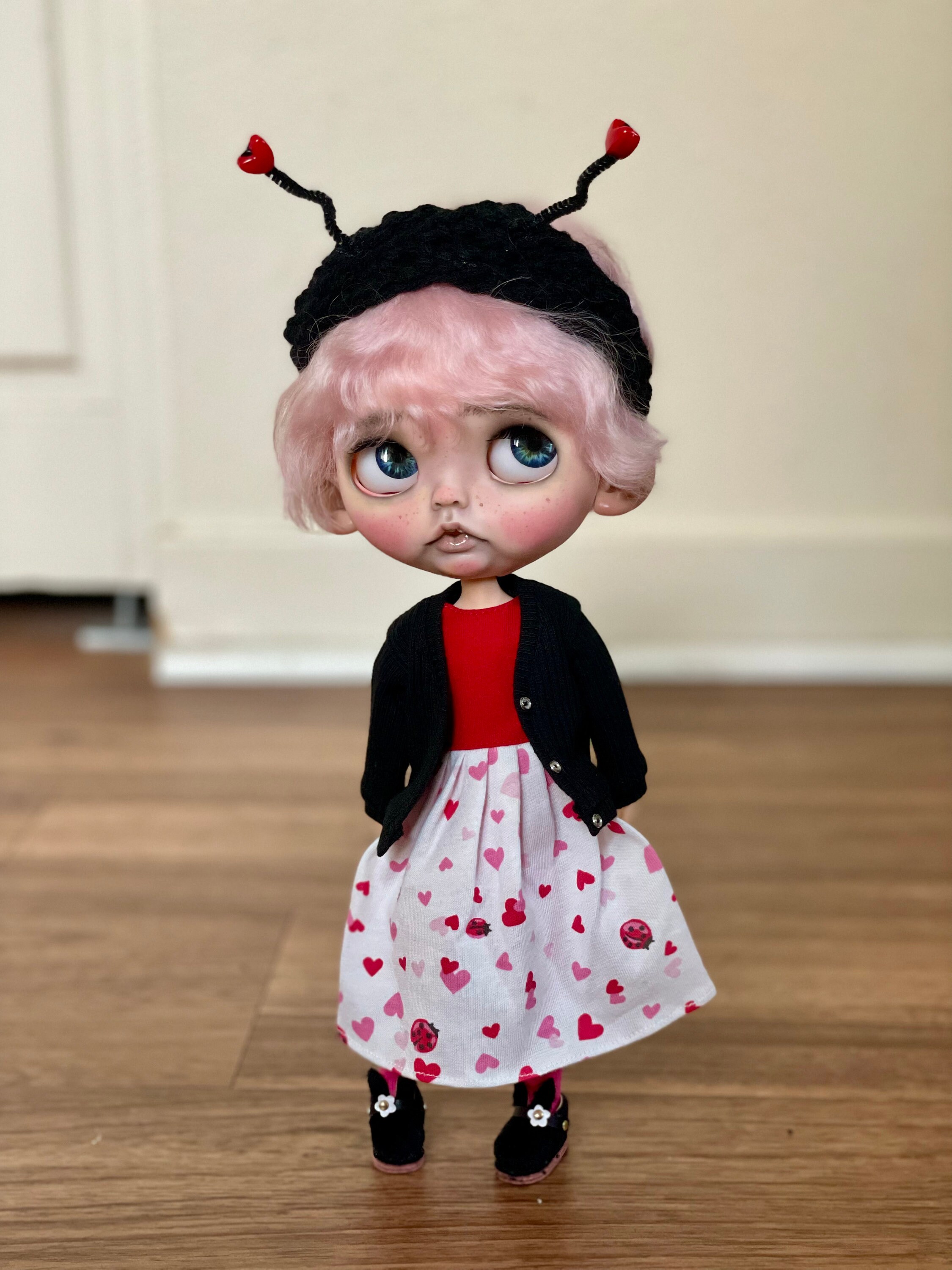 Custom Blythe Ladybug Outfit, Blythe Love Bug Dress, Blythe Black ...