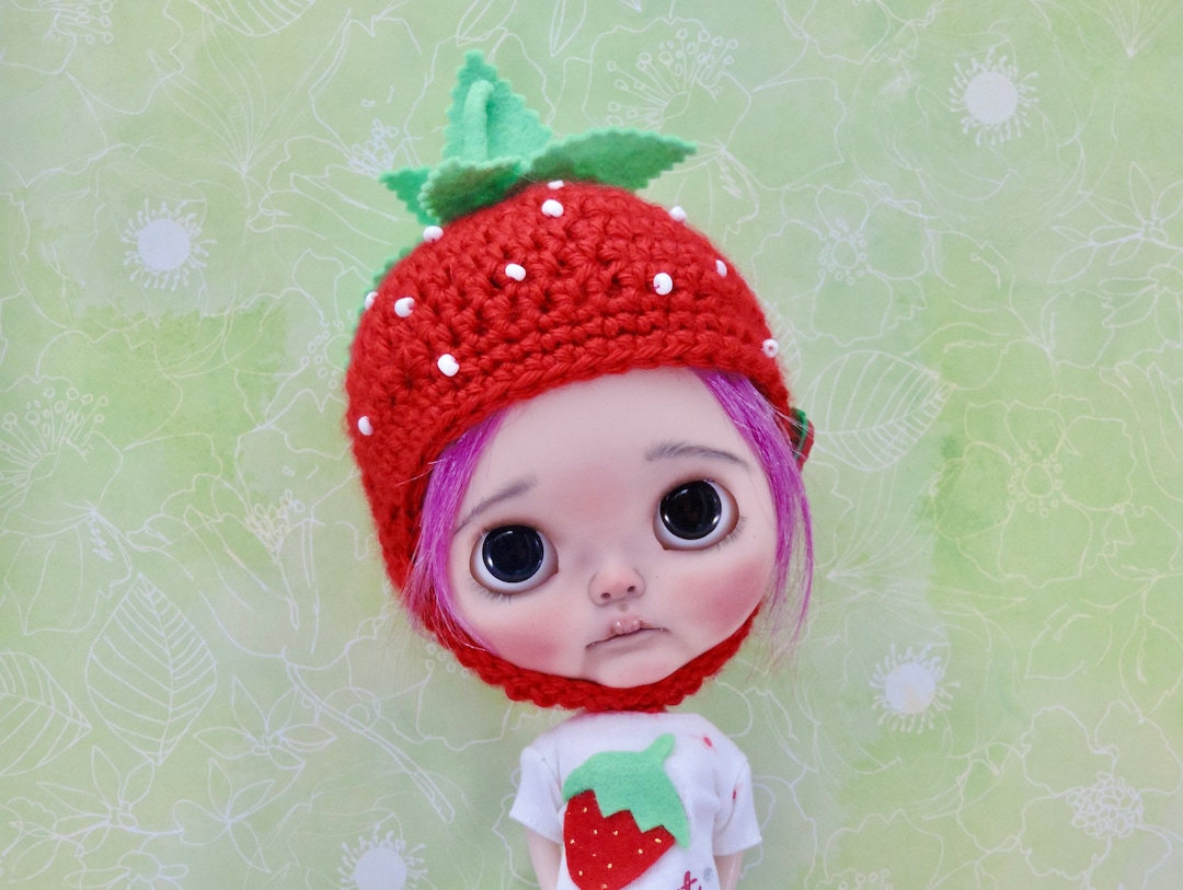 Strawberry Hat for Blythe, Blythe Helmet, Strawberry Blythe, Strawberry ...