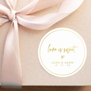 Love is Sweet Wedding Favor Sticker, Personalized Wedding Stickers ...