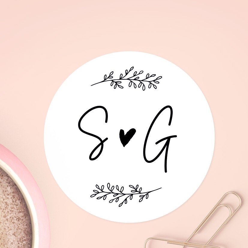 Foil Wedding Stickers Initials Stickers Gold Foil Favor | Etsy