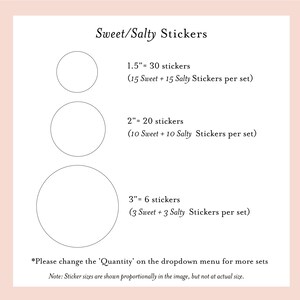 Sweet Salty Stickers, Wedding Favor Stickers, Sweet Treat, Salty Snack ...