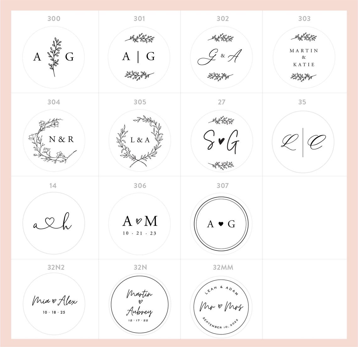 Wedding Envelope Stickers Floral, Envelope Seals, Monogram Stickers ...