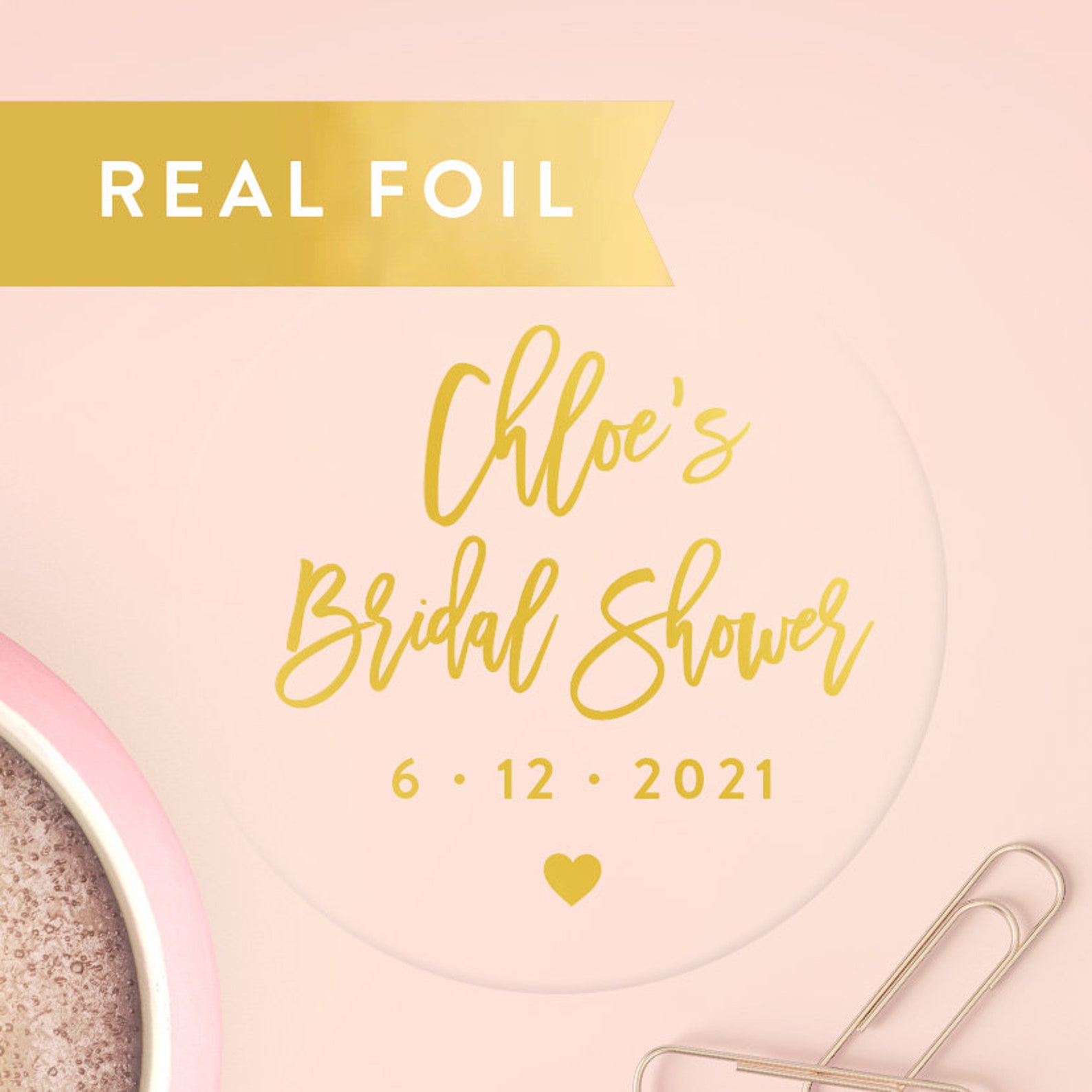 Bridal Shower Stickers Custom Bridal Shower Labels Gold Foil - Etsy