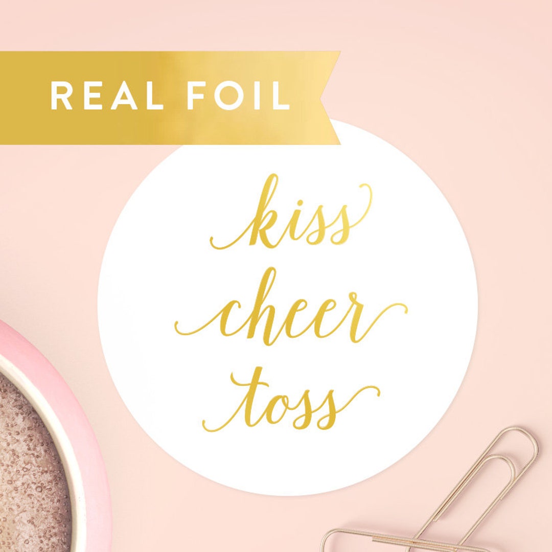 Kiss Cheer Toss Sticker, Petal Toss Favor Label, Wedding Flower ...