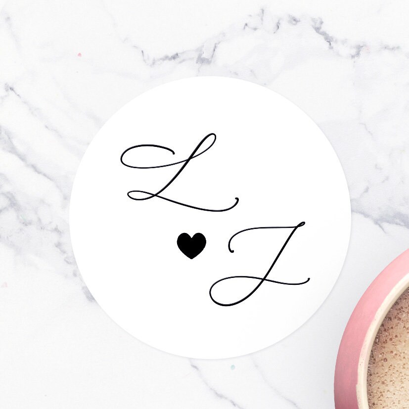 Initials Sticker Wedding Stickers Gold Monogram Sticker - Etsy