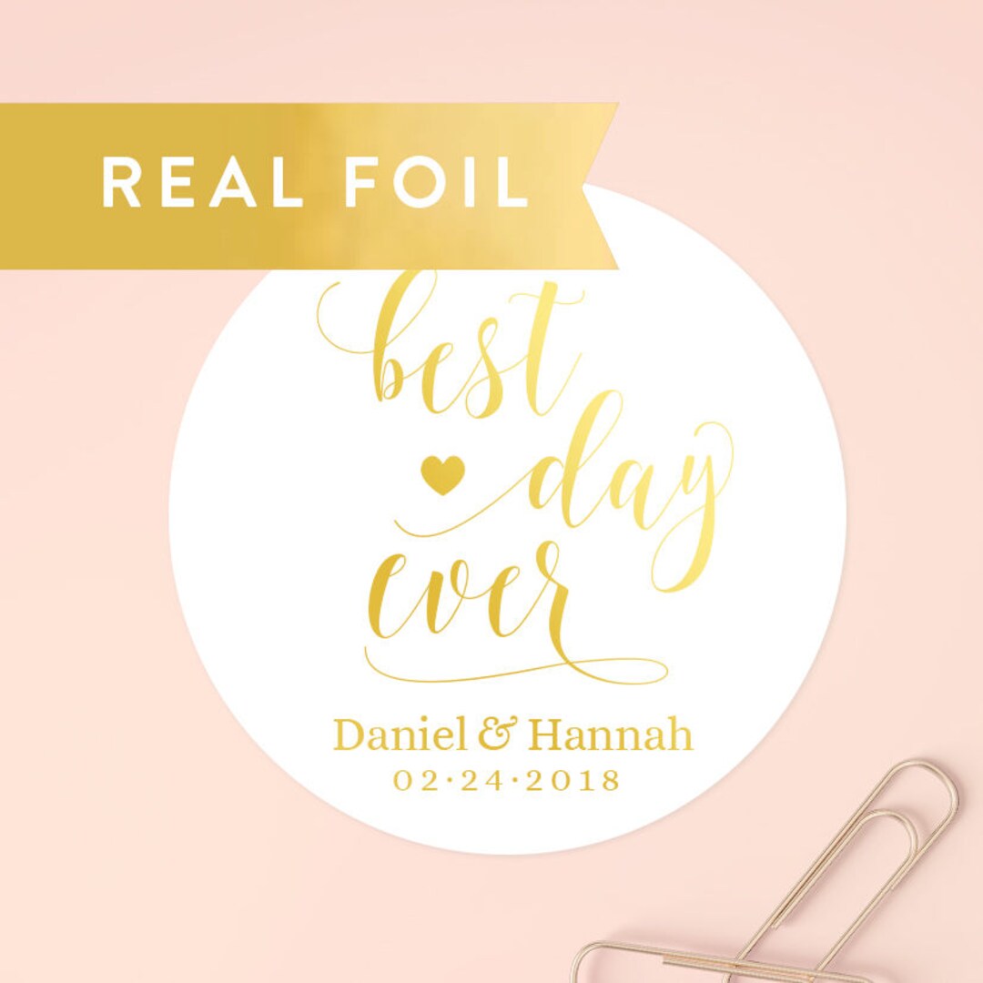 Best Day Ever Stickers, Wedding Favor Stickers, Wedding Stickers for ...