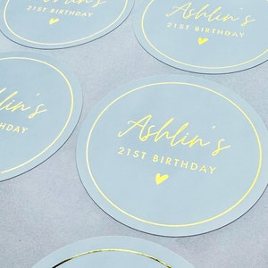 Personalized Birthday Stickers, 21st Birthday Sticker, Gold Foil ...