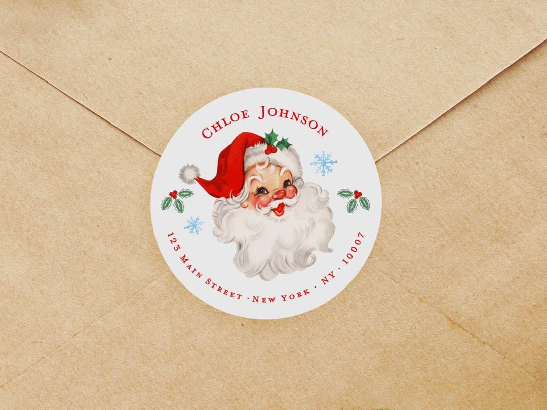 Christmas Address Labels, Vintage Santa Claus Return Address Stickers ...