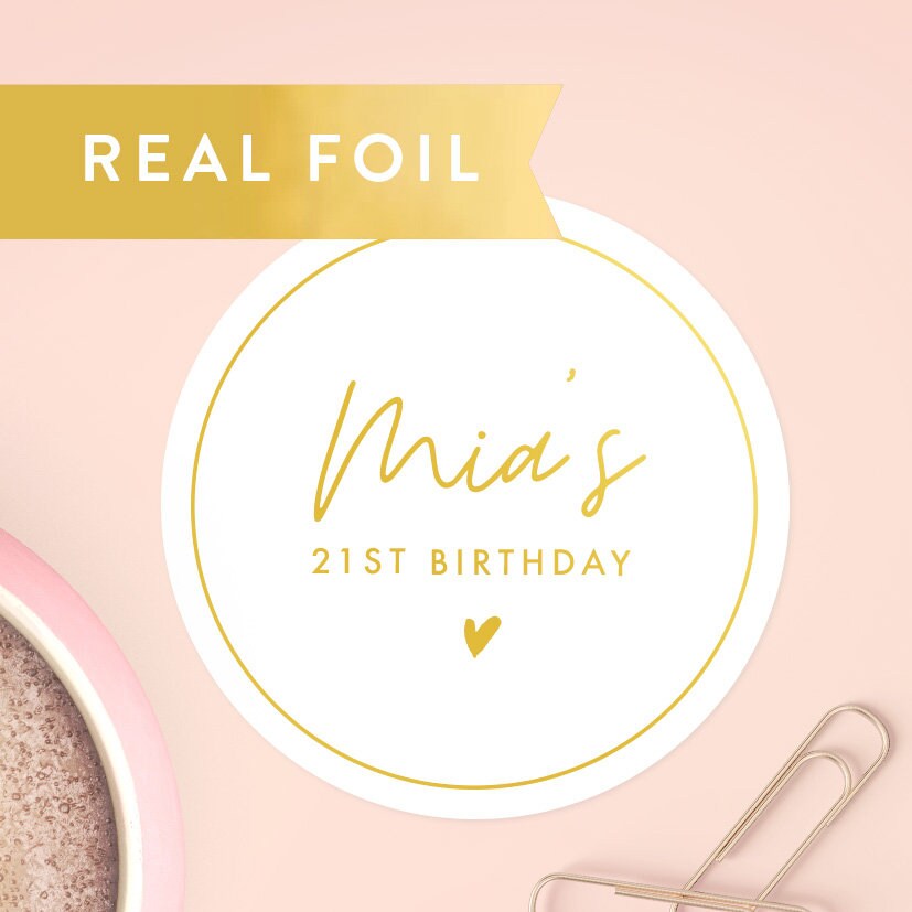 Personalized Birthday Stickers 21st Birthday Sticker Gold - Etsy