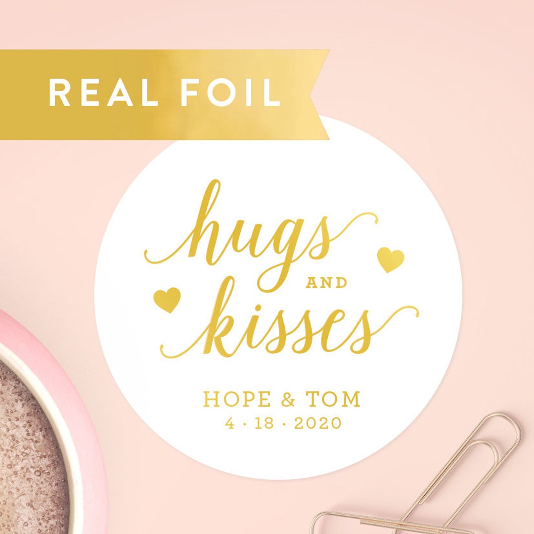 Hugs and Kisses Stickers, Wedding Stickers, Wedding Favor Stickers ...