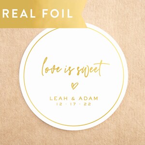 Love is Sweet Wedding Favor Sticker, Personalized Wedding Stickers ...