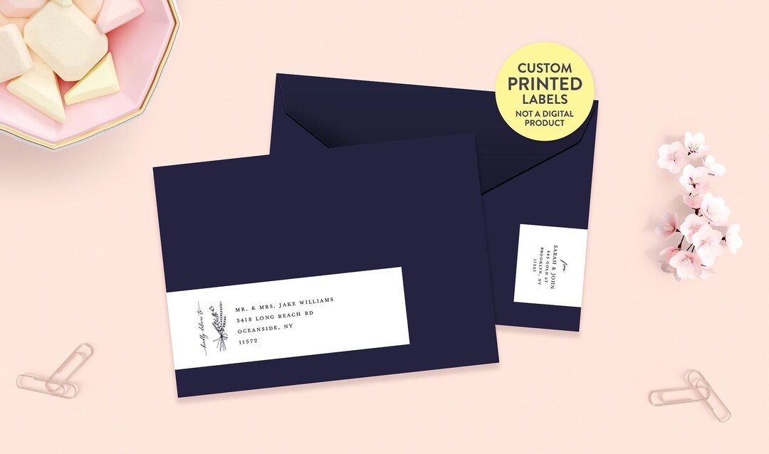 PRINTED Wrap Around Address Labels, Guest Address Labels, Wedding ...