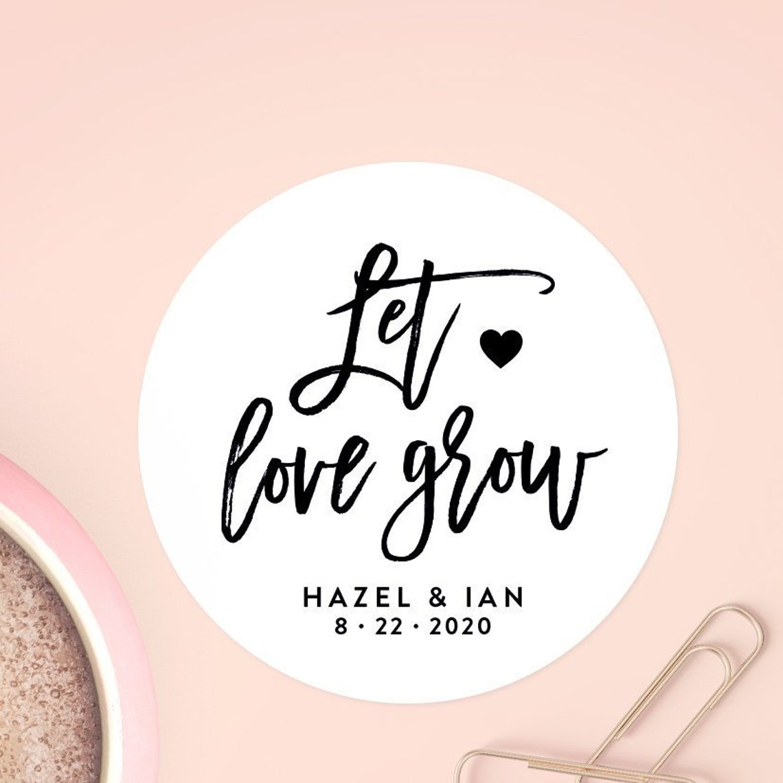 Let Love Grow Stickers Custom Wedding Favor Spring Wedding | Etsy